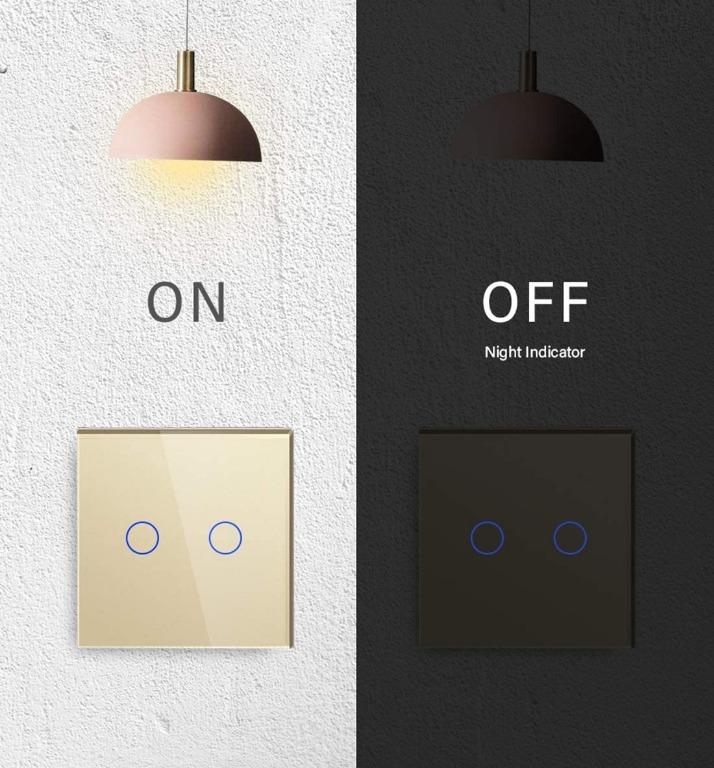 BSEED Touch Light Switch 2 Gang 2 Way Light Switch Works with LED Lamp ...