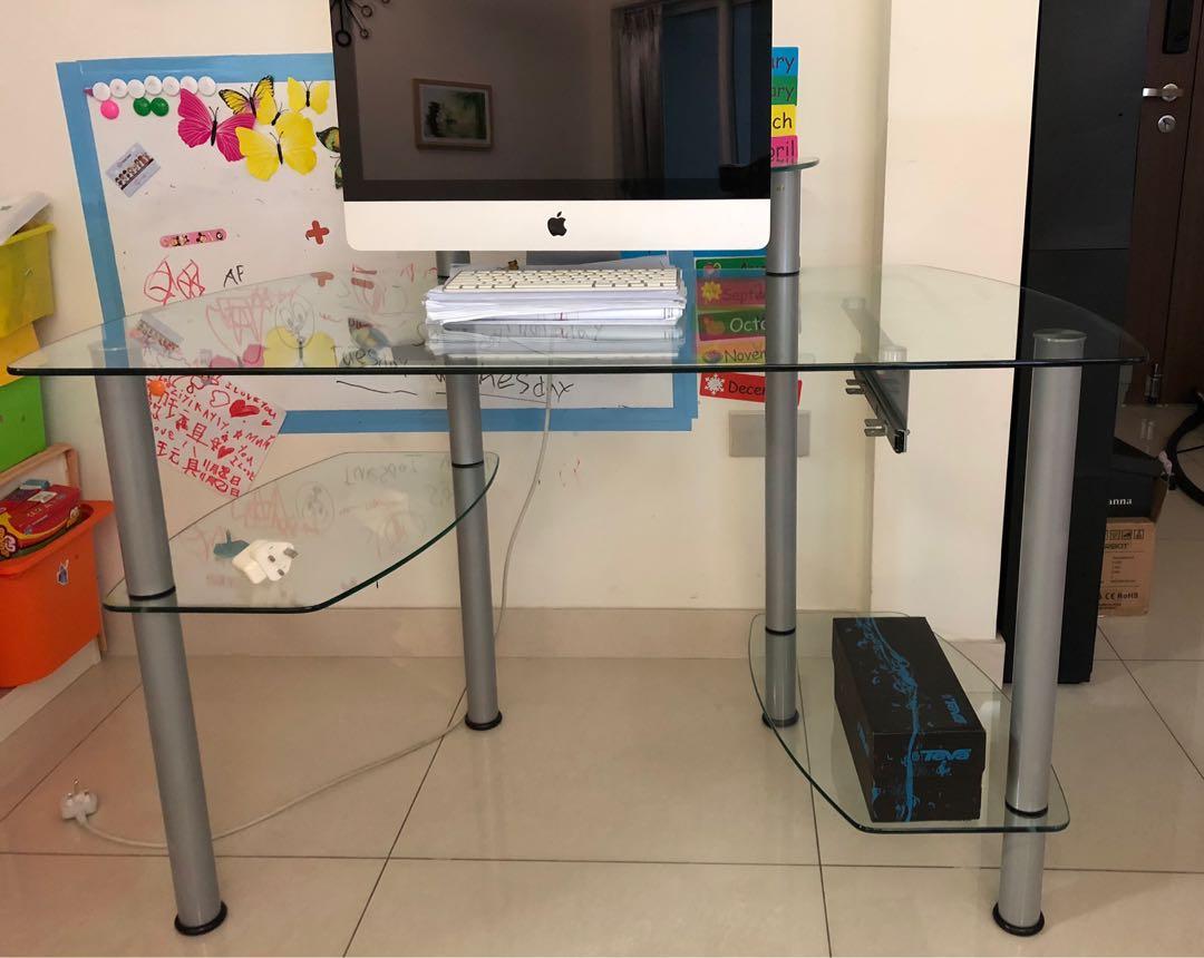 Glass Computer table, Furniture & Home Living, Furniture, Tables & Sets ...
