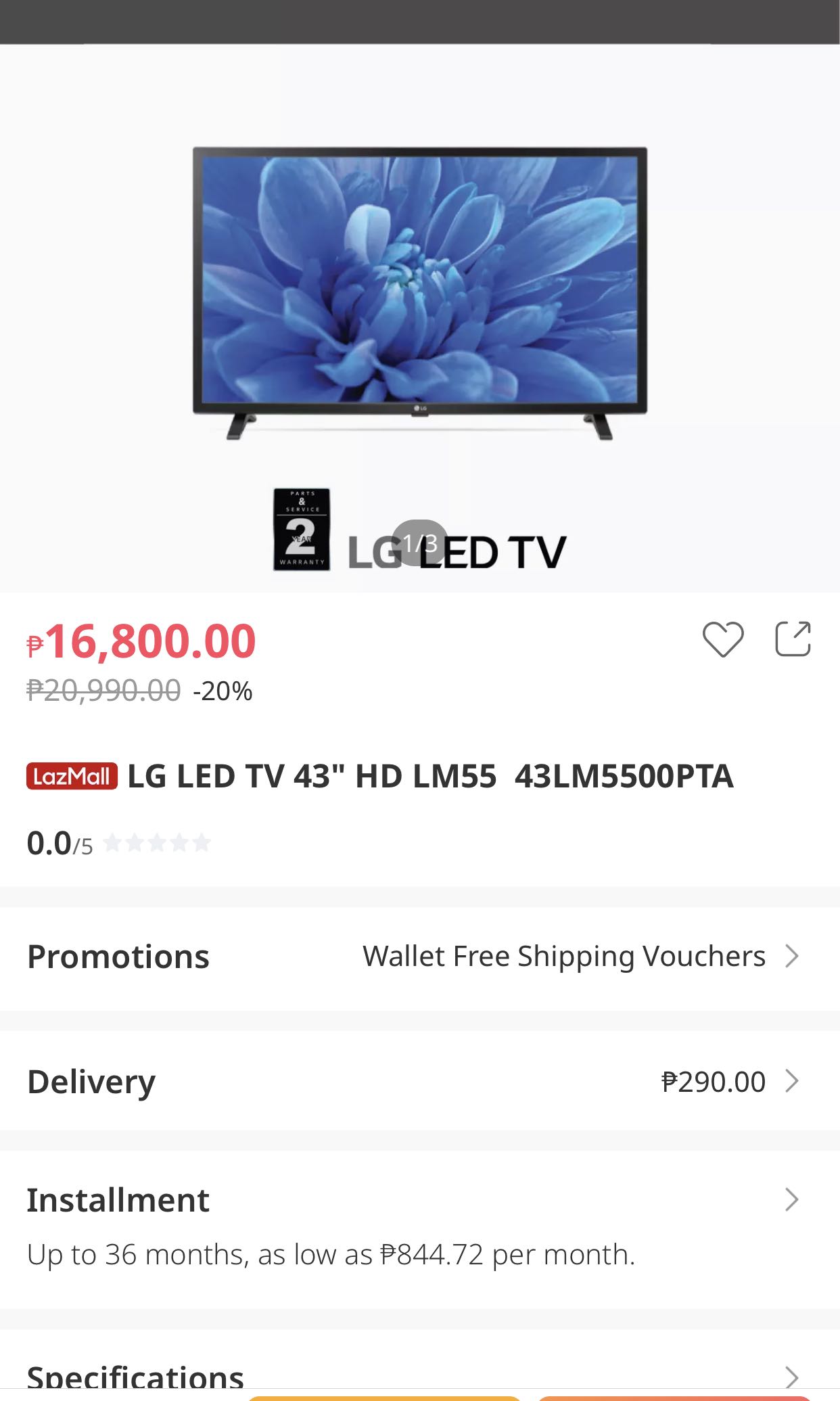LG LED TV 43LM55, TV & Home Appliances, TV & Entertainment, TV on Carousell