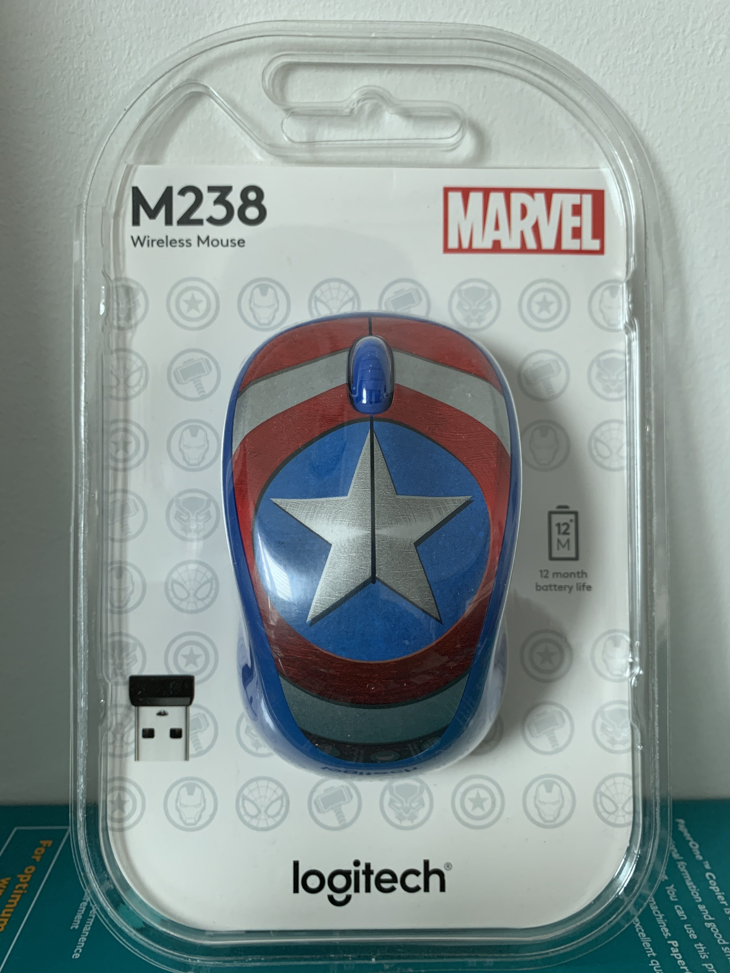 Logitech M238 Wireless Mouse (Marvel Collection - Captain America ...