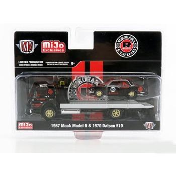 M2 Machines 1/64 Scale 1957 Mack Model N Flatbed Truck & 1970 Datsun ...