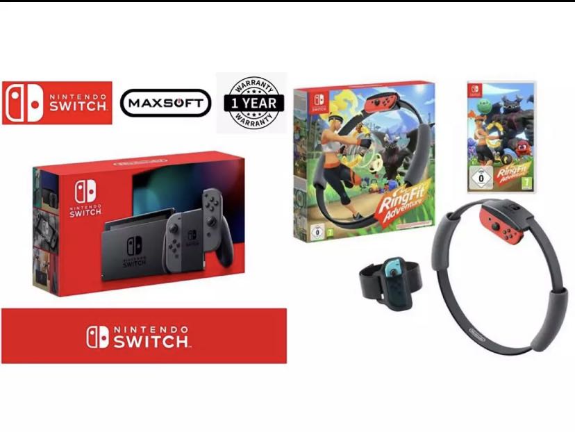 (NEW) Nintendo Switch (Gen 2) + Ring Fit Adventures Complete Bundle ...