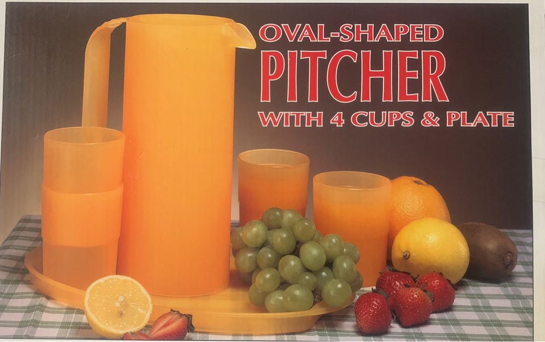 Oval Shaped 1.4l pitcher with 4 cups, Furniture & Home Living ...