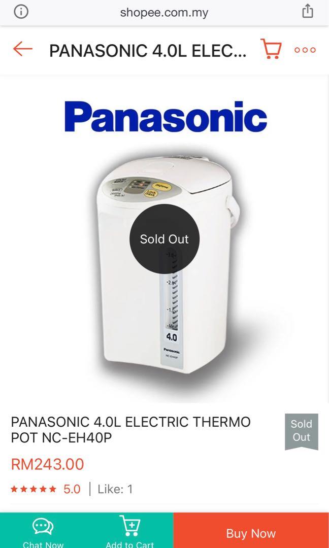 Panasonic 4L Electric Thermo Pot, TV & Home Appliances, Kitchen ...