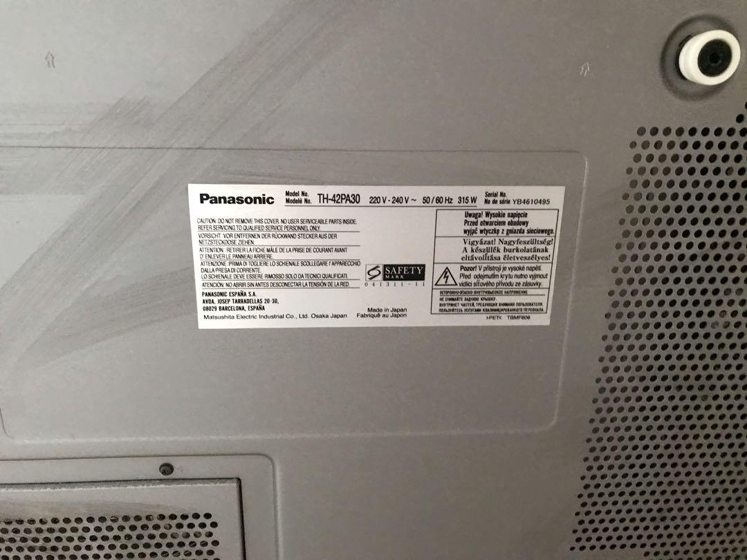 Panasonic TH-42PA30 TV 106.7 cm (42") Black, TV & Home Appliances, TV ...