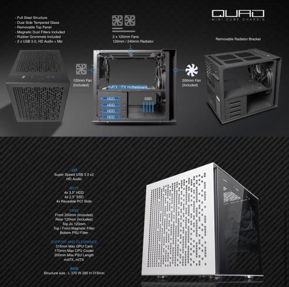 Tecware Quad Mini Cube Chasis Computer Case Mirco ATX, Computers & Tech ...