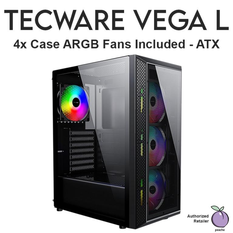 Tecware Vega L ATX PC Casing Case Chassis - BLACK - ARGB RGB Fans ...