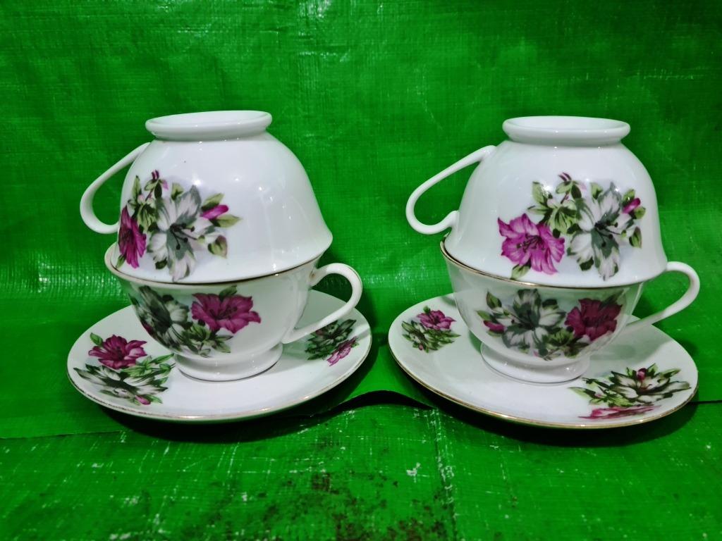 Vintage Bunga Kangkong tea set, Furniture & Home Living, Kitchenware ...