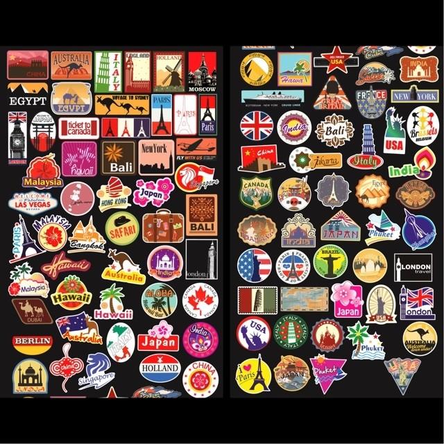 100pcs TRAVEL CITIES LOGO Vinyl Decal graffiti STICKERS bomb for laptop ...