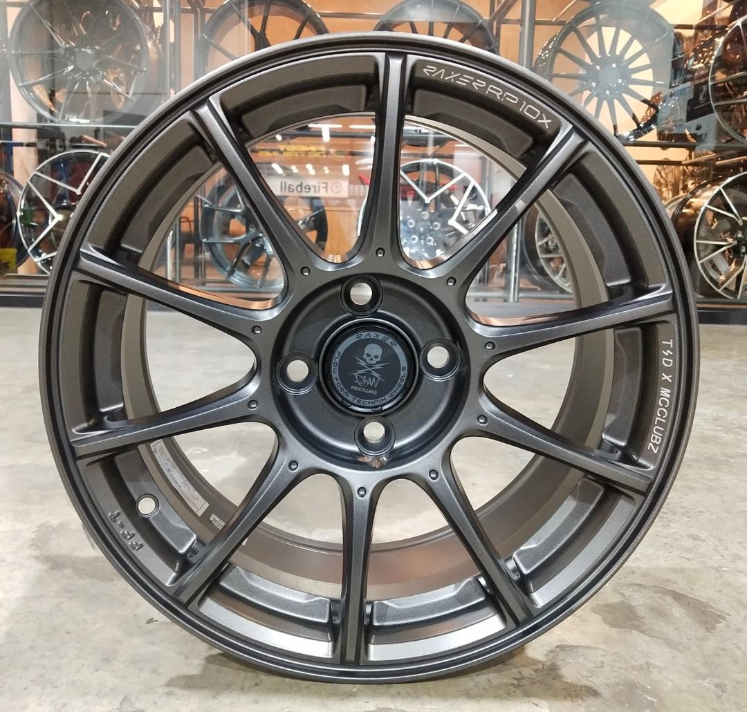 15" Raxer RP10X 4x100 flow form rim, Car Accessories, Tyres & Rims on Carousell