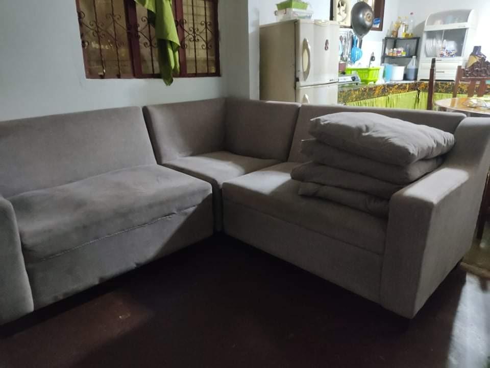 L shape Sala set, Furniture & Home Living, Furniture, Sofas on Carousell