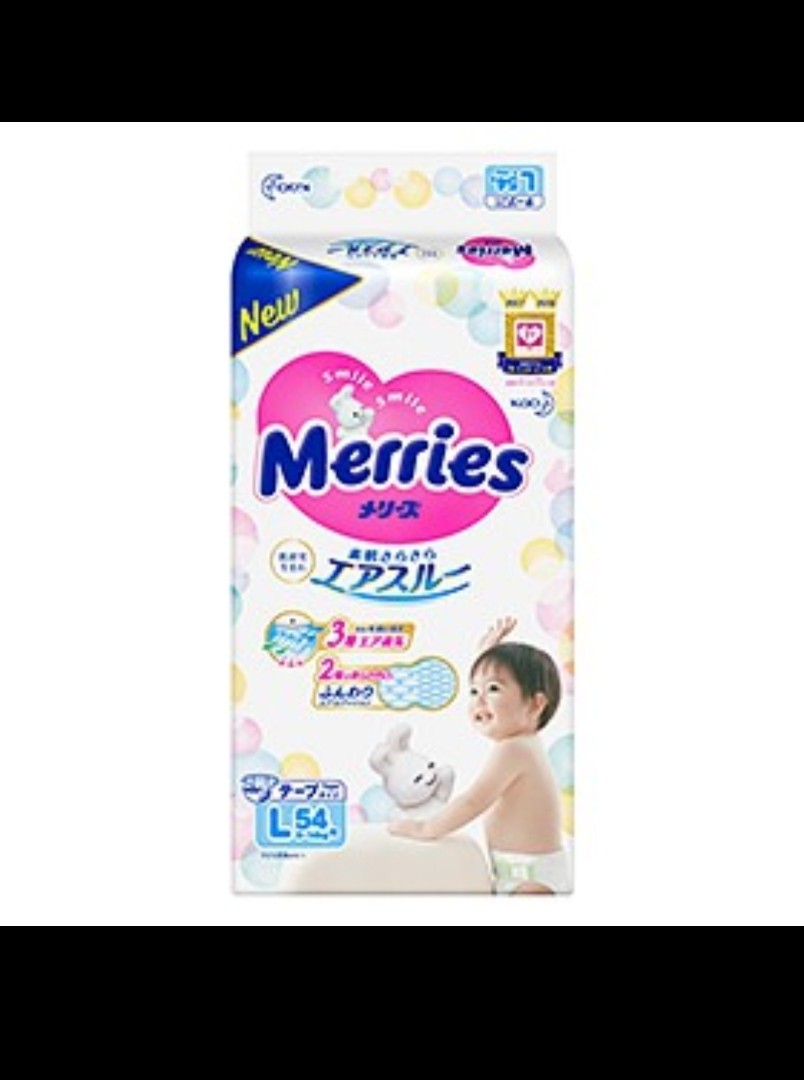 Merries L size diapers, Babies & Kids, Bathing & Changing, Diapers ...