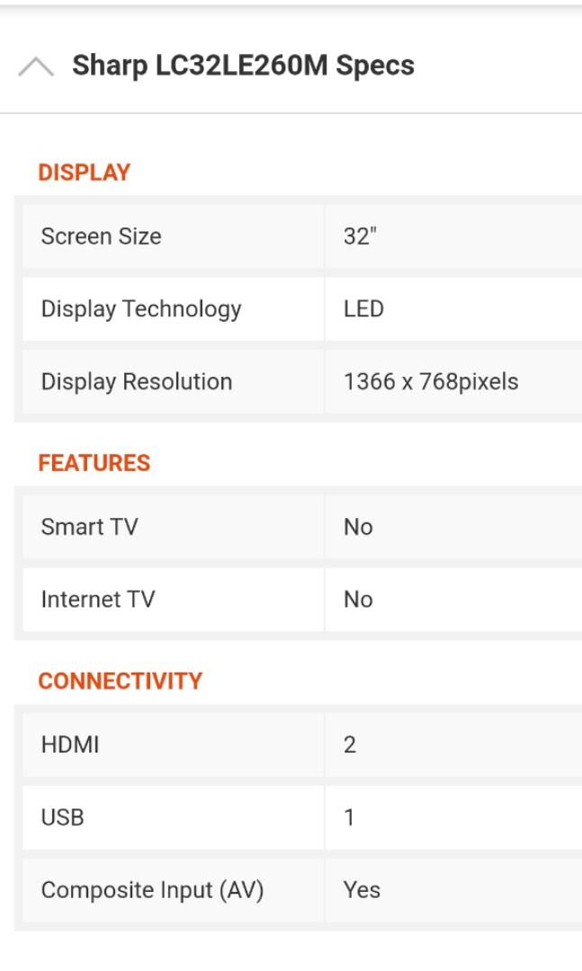 Sharp LC-32LE260M LED Blacklight TV television Black, TV & Home ...