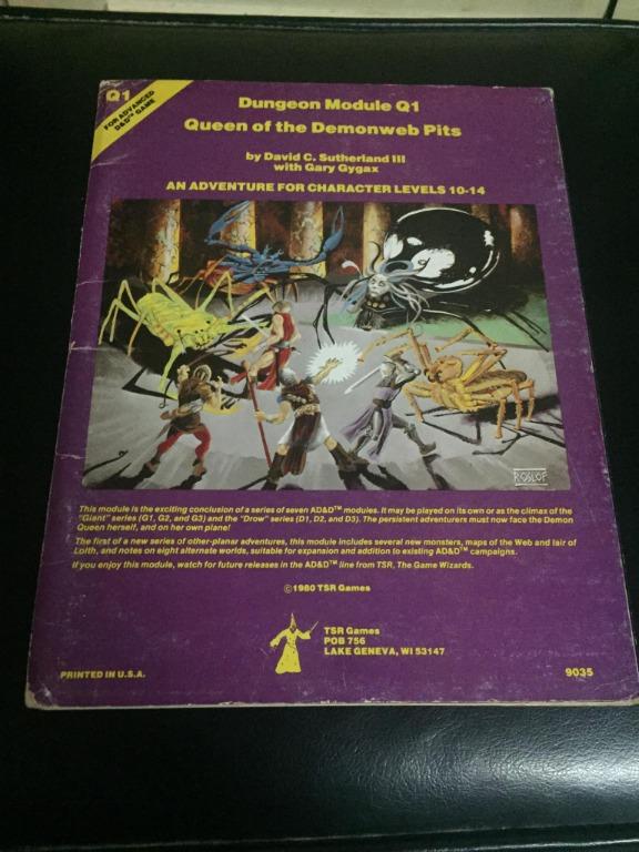 VINTAGE DUNGEON MODULE Q1 QUEEN OF THE DEMONWEB PITS, Hobbies & Toys ...