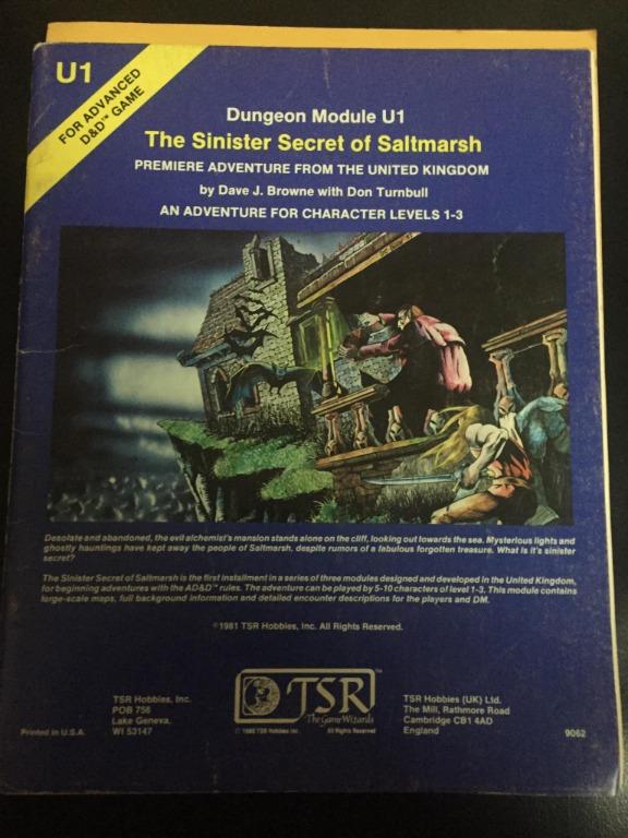 VINTAGE DUNGEON MODULE U1 THE SINISTER SECRET OF SALTMARSH, Hobbies ...