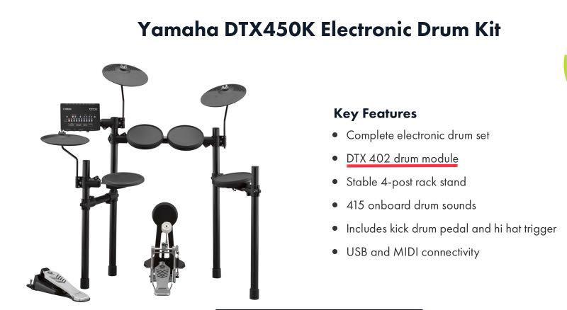 Yamaha DTX450K electronic drums, Hobbies & Toys, Music & Media, Musical ...
