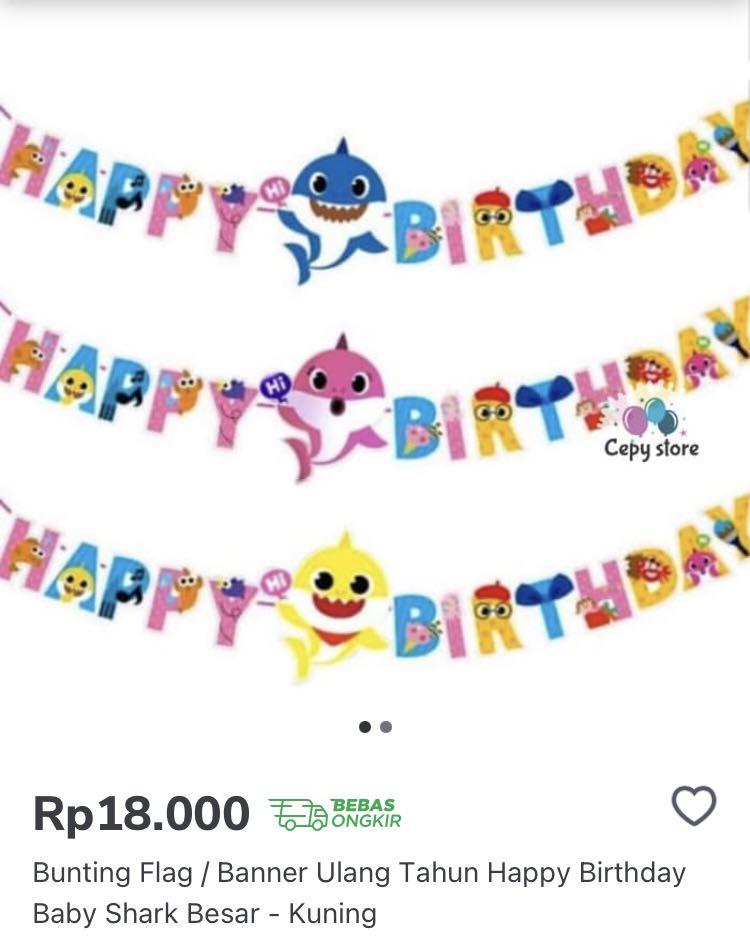 Banner Happy Birthday Baby Shark, Bayi & Anak, Mainan & Baby Walker di ...