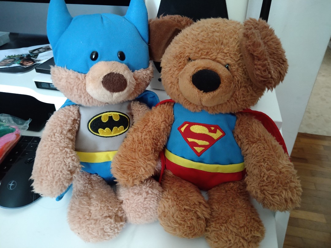 DC Batman and Superman teddy bear plush, Hobbies & Toys, Toys & Games ...