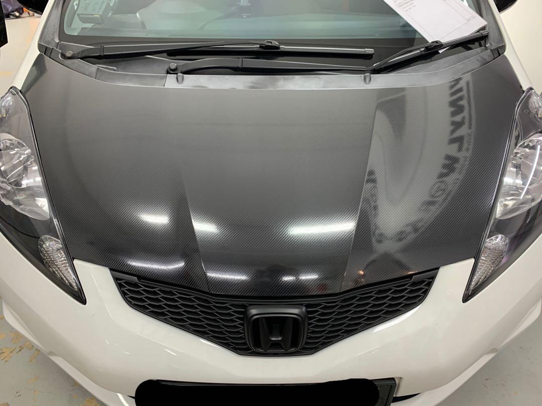 Honda fit bonnet carbon sticker wrap, Car Accessories, Accessories on ...