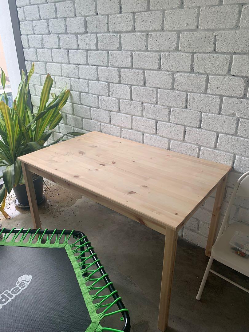 IKEA wood table, Furniture & Home Living, Furniture, Tables & Sets on ...