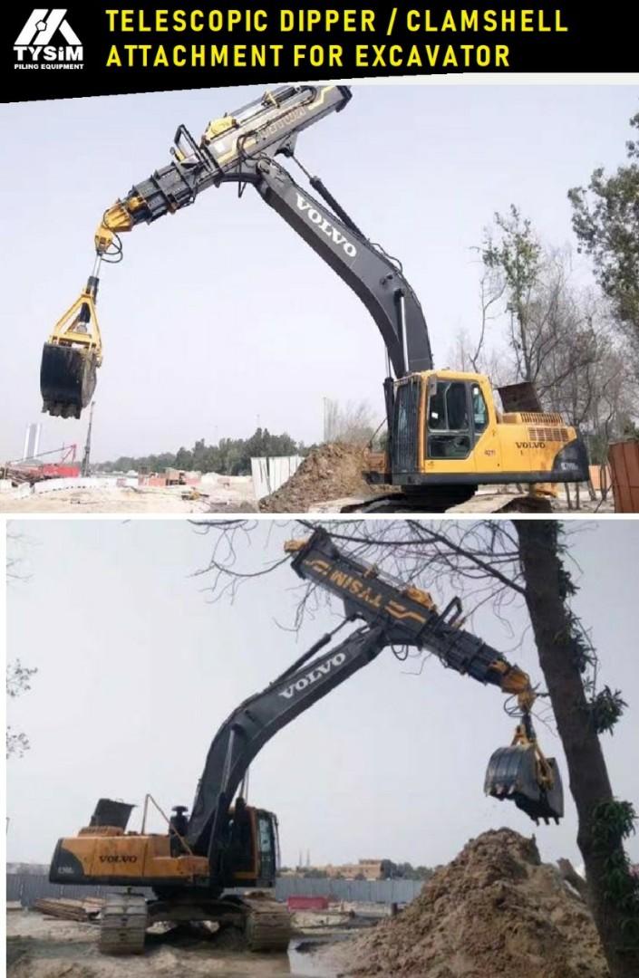 amphibious excavator , long reach arm excavator, telescopic clamshell ...