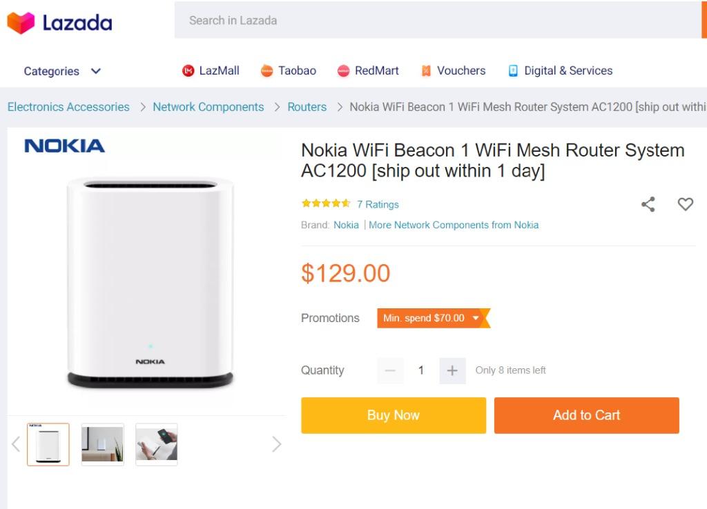 Nokia Wifi Beacon 1 Wifi Mesh Router AC1200, Computers & Tech, Parts ...