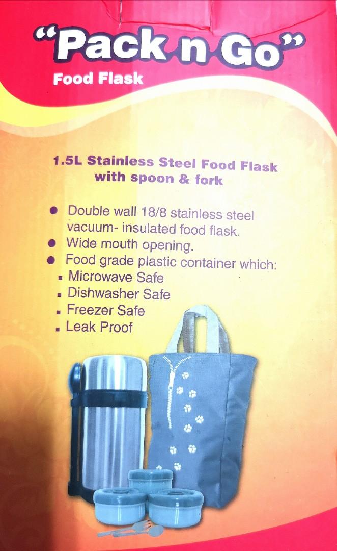 Panasonic Food flask 1.5L stainless Steel, Home Appliances, Kitchenware ...