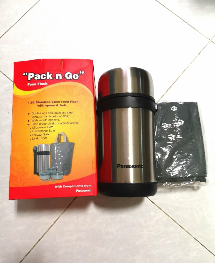 Panasonic Food flask 1.5L stainless Steel, Home Appliances, Kitchenware ...