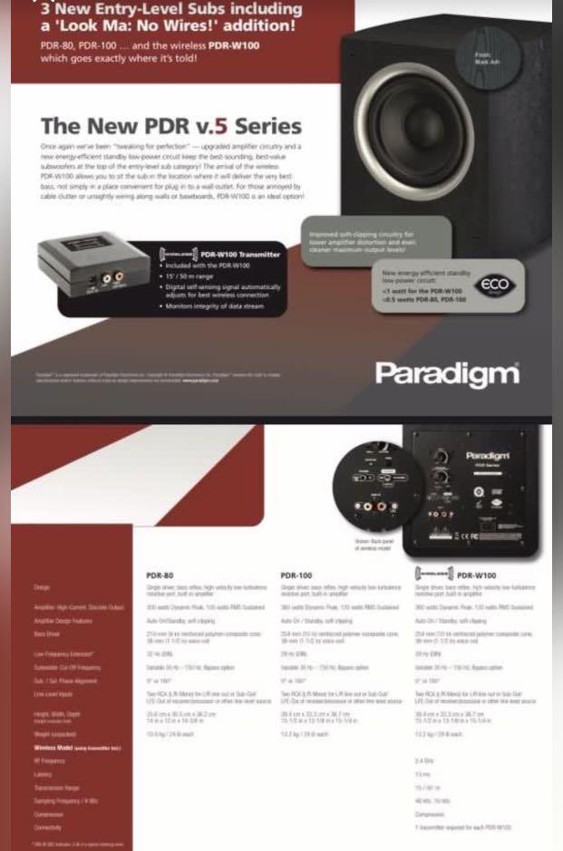 Paradigm PDR-80 (Active Subwoofer) @ $200, Audio, Soundbars, Speakers ...