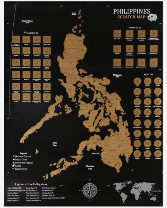 Philippine Scratch Map, Hobbies & Toys, Travel, Travel Essentials ...