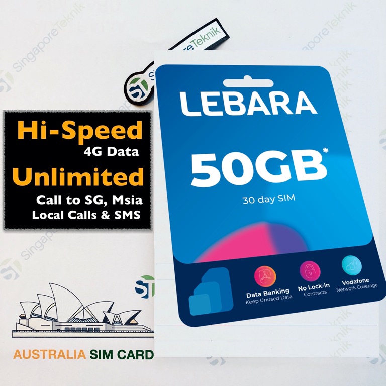Australia 50GB Prepaid SIM CARD 30Days Vodafone Lebara Mobile FREE Call ...