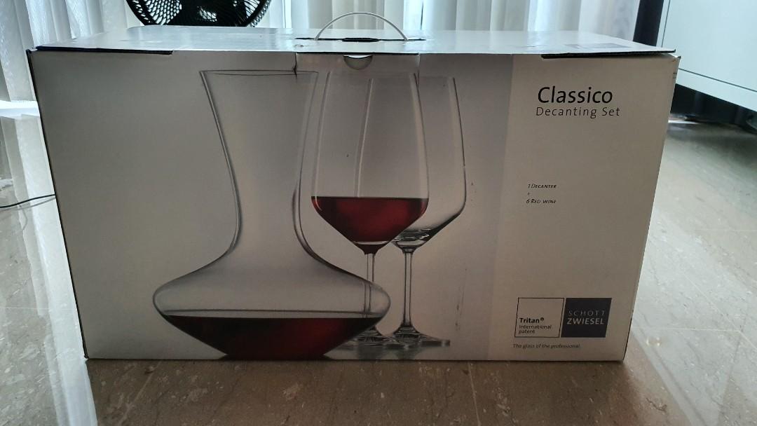 Classico Decanting Set. Decanter with 6 wine glasses., Furniture & Home ...
