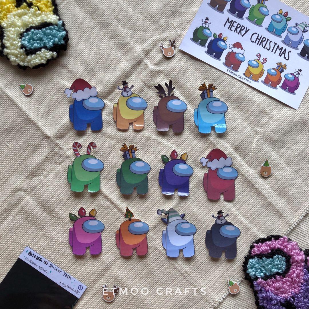 Stickers, Labels & Tags Among Us Christmas Holiday Edition Sticker Pack ...