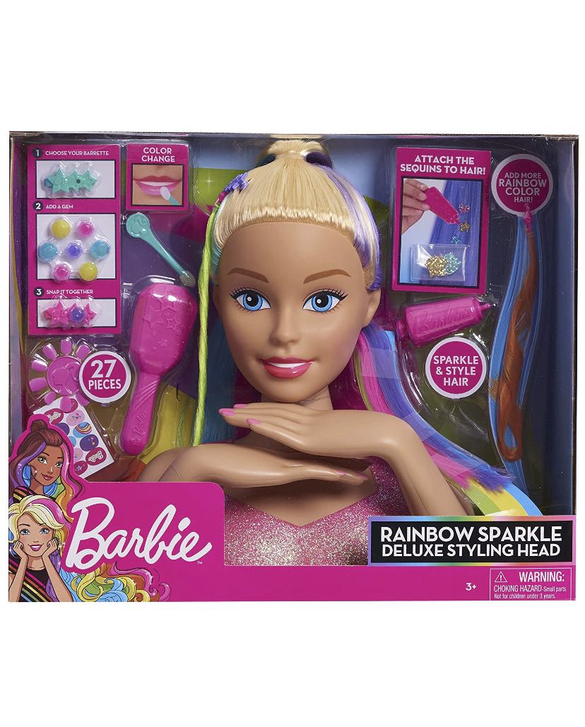 Authentic BNIB Barbie Rainbow Sparkle Deluxe Styling Head (Ready stock ...