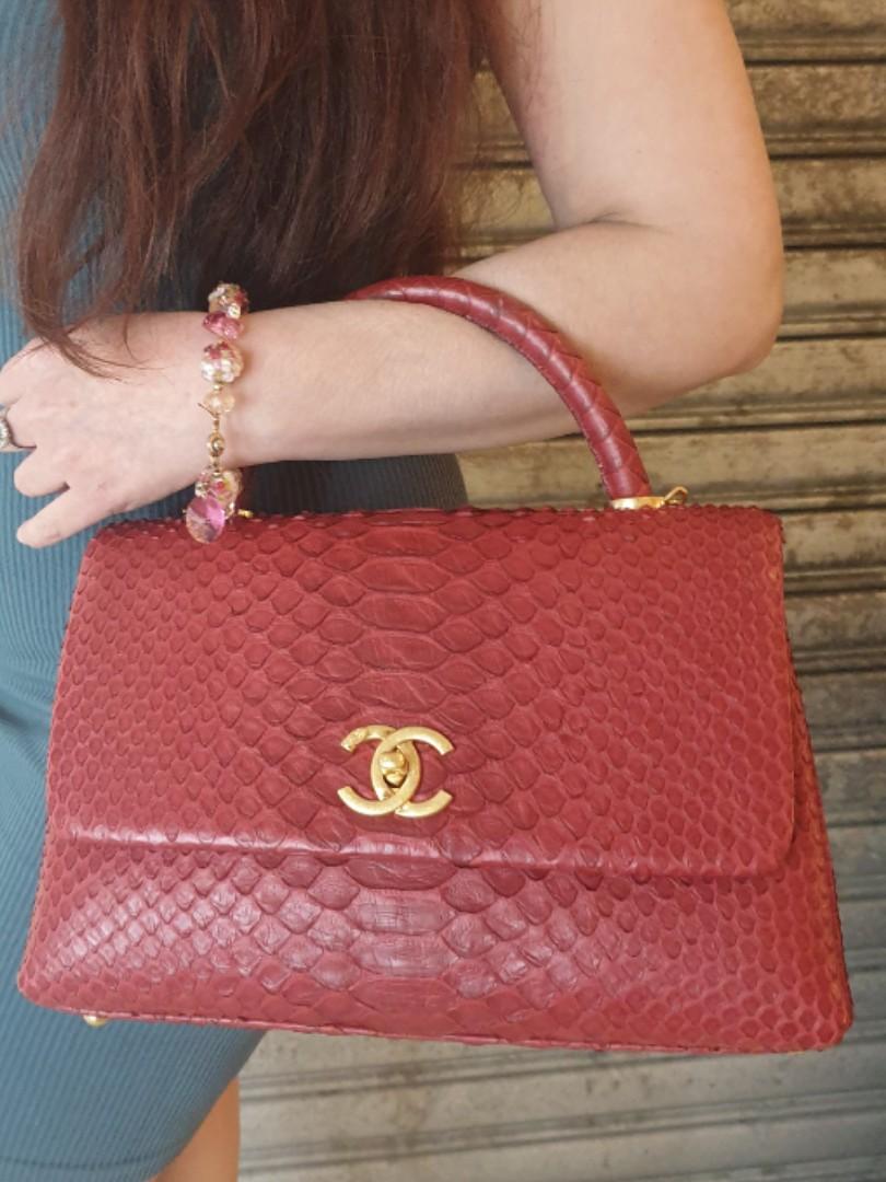 Chanel Python Top Handle, Luxury, Bags & Wallets on Carousell