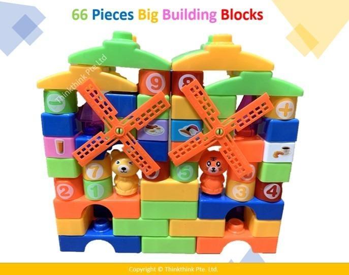 66 Pieces Big Building Blocks with One Transparent Bag for Children ...