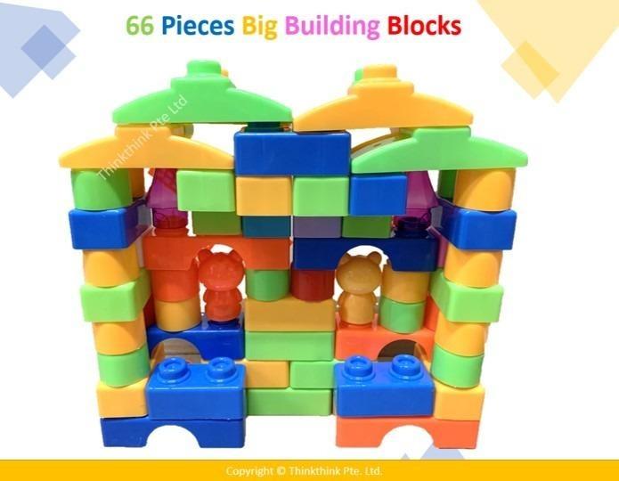 66 Pieces Big Building Blocks with One Transparent Bag for Children ...