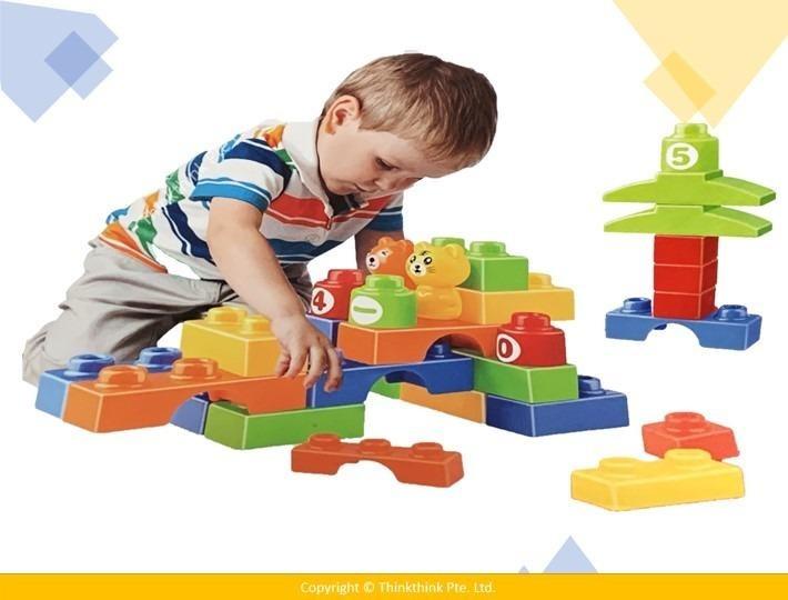 66 Pieces Big Building Blocks with One Transparent Bag for Children ...