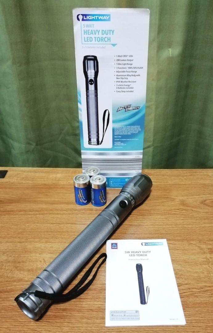 Lightway Aldi 5 Watt Heavy Duty Led Torch Flashlight, Furniture & Home ...