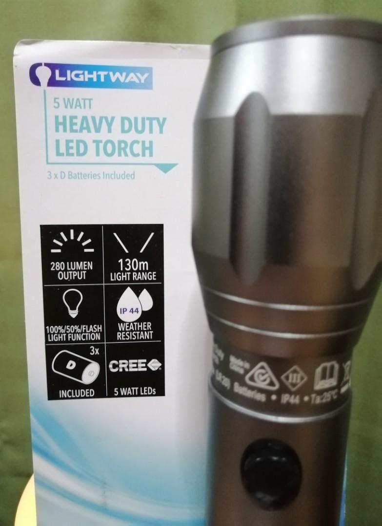 Lightway Aldi 5 Watt Heavy Duty Led Torch Flashlight, Furniture & Home ...