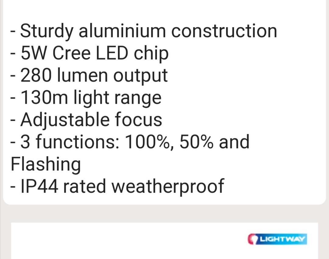 Lightway Aldi 5 Watt Heavy Duty Led Torch Flashlight, Furniture & Home ...