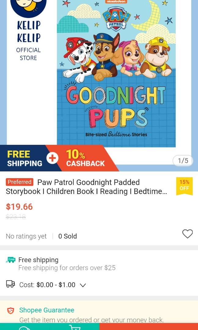 Paw Patrol Goodnight Pups Hard Cover Book, Books & Stationery, Children ...