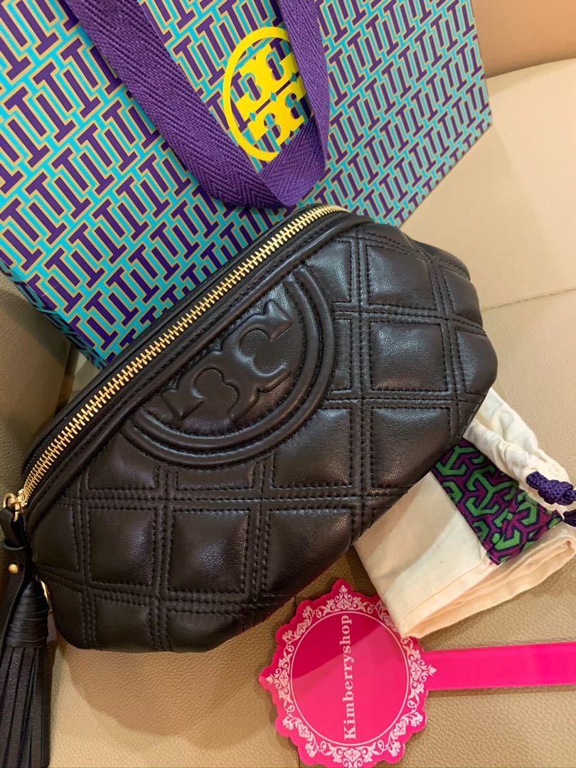 Ready Stock authentic Tory Burch belt bag Fleming soft in black, Luxury ...