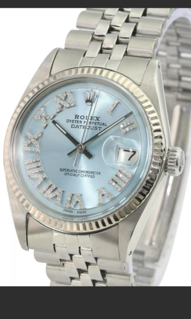 Rolex Datejust Ice Blue Diamond Dial, Luxury, Watches on Carousell
