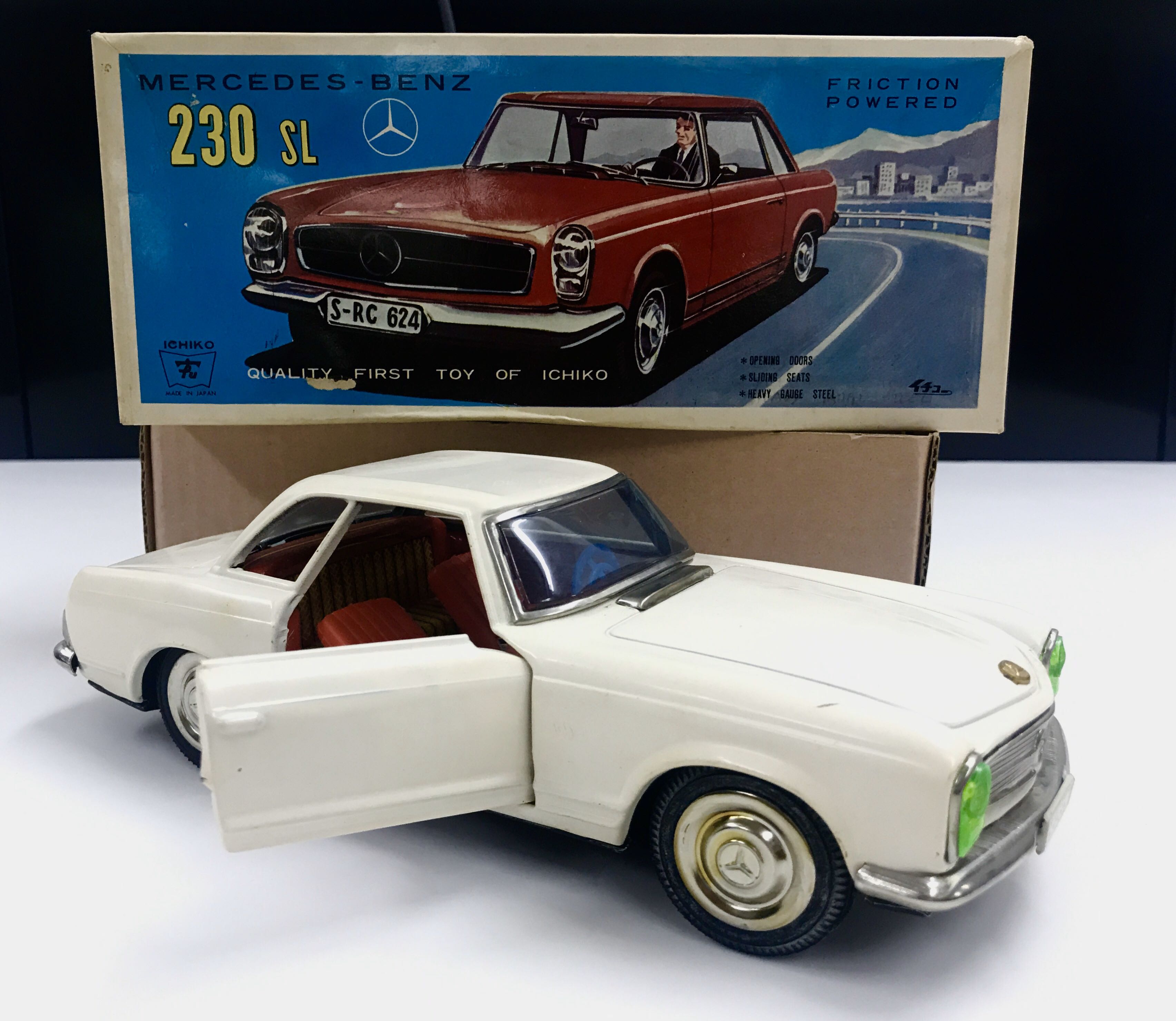 Vintage Mercedes 230SL tin toy car 古典日本鐵皮玩具 NOS made in Japan w113, 興趣及 ...