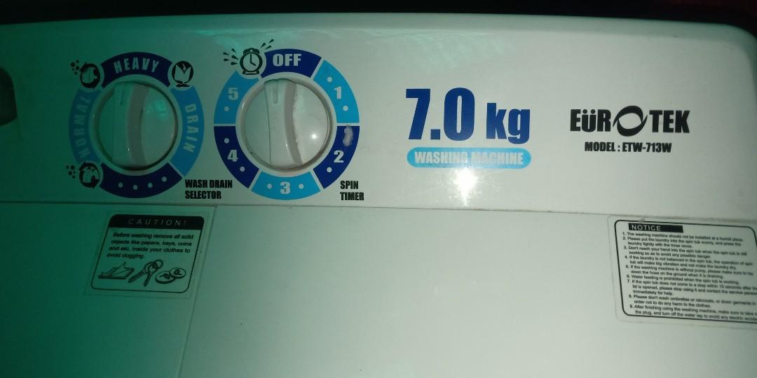 Eurotek Twin Tub Washing Machine, TV & Home Appliances, Washing ...