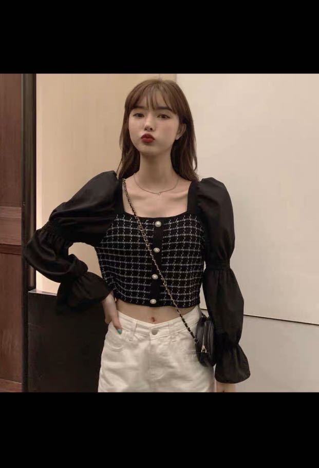 Fashion korean style top, Women's Fashion, Tops, Blouses on Carousell