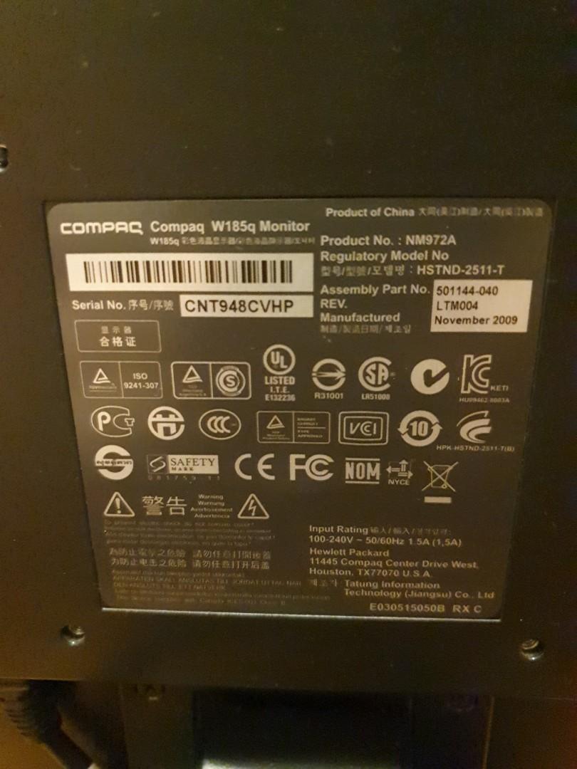 HP Compaq 18.5 inch W185q Monitor, Computers & Tech, Parts ...