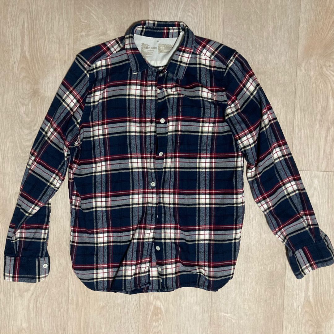 MUJI flannel shirt, Women's Fashion, Tops, Shirts on Carousell