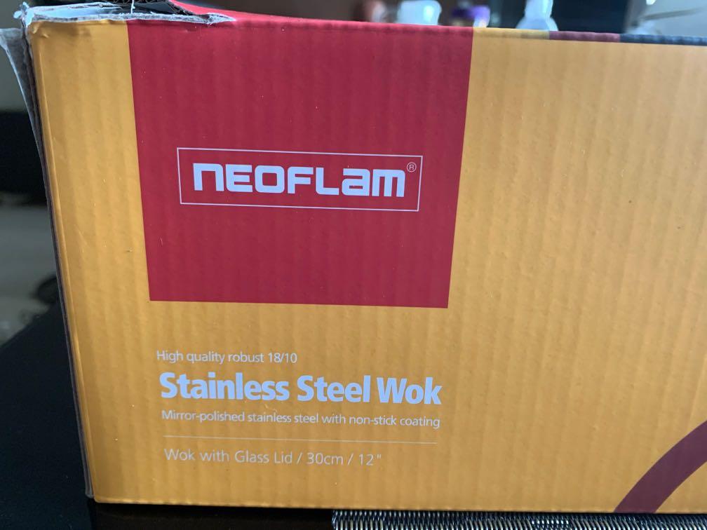 Neoflam Stainless Steel Wok, Furniture & Home Living, Kitchenware ...